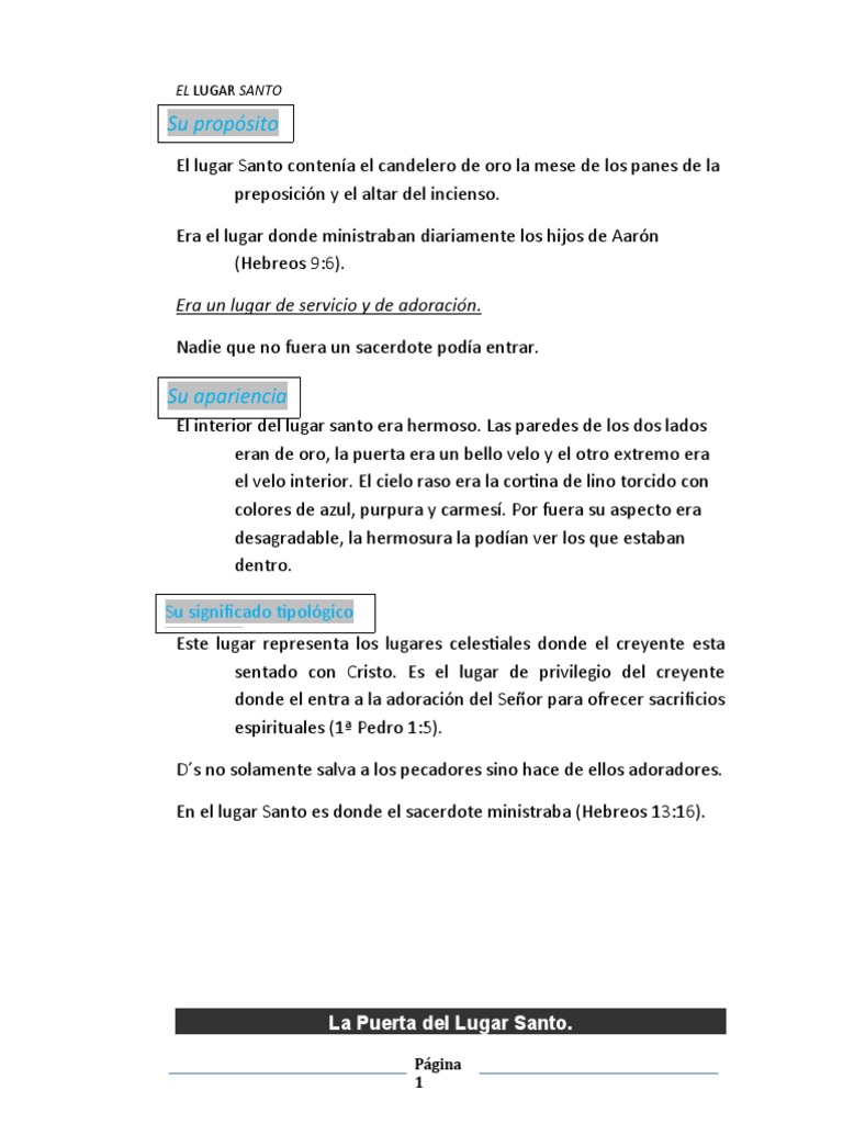 El Lugar Santo del Tabernáculo | PDF | Incienso | Cristo (título)