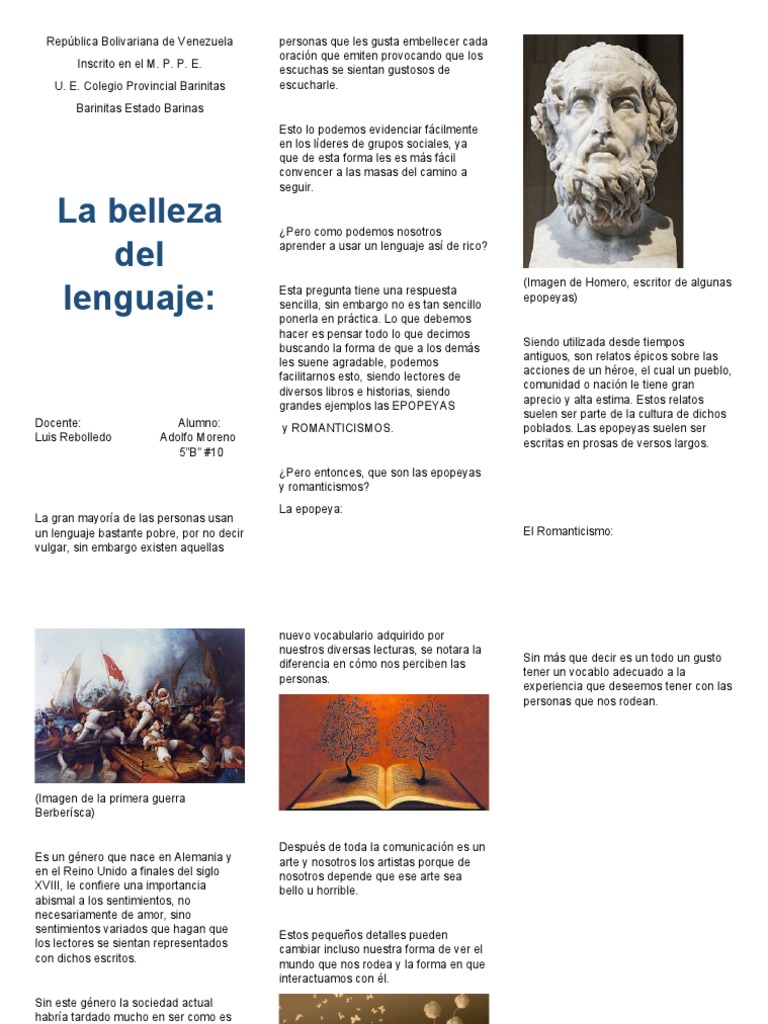 Belleza Del Lenguaje | PDF | Poesía épica | Belleza