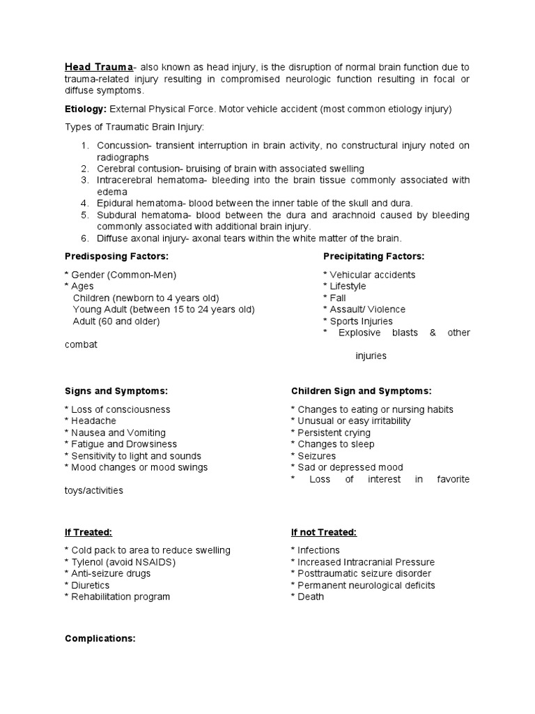 Head Trauma | PDF | Traumatic Brain Injury | Neurology