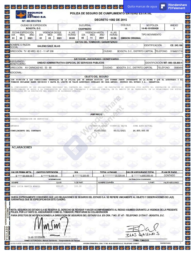 Ejemplo de Poliza | PDF | Póliza de seguros | Seguro