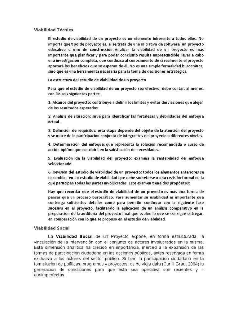 Estudio de Viabilidad de Proyectos | PDF | Participación pública | Software