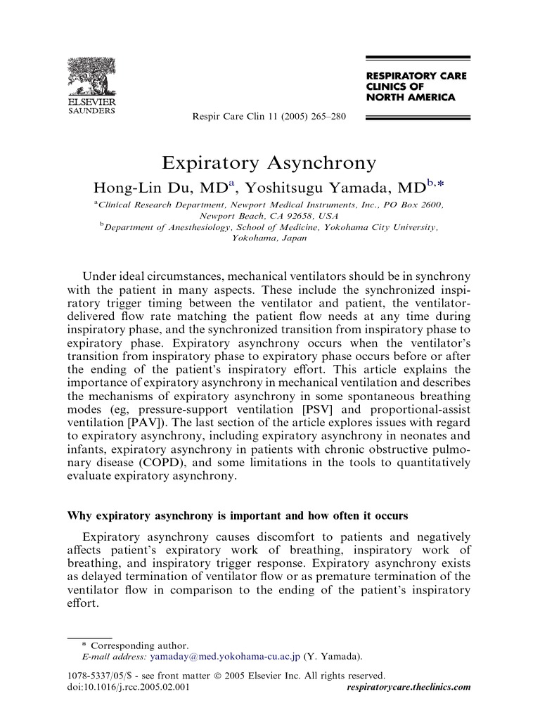 Expiratory Asynchrony: Hong-Lin Du, MD, Yoshitsugu Yamada, MD | PDF ...
