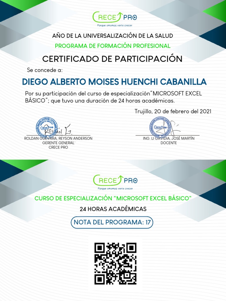 Certificado Excel Básico | PDF