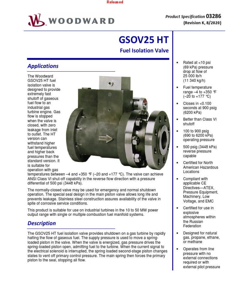 Gsov25 HT: Applications | PDF | Valve | Switch