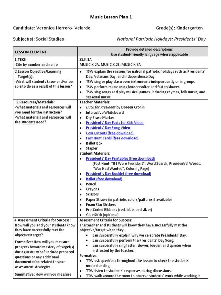 Music Lesson Plans | PDF | Educational Assessment | Teaching