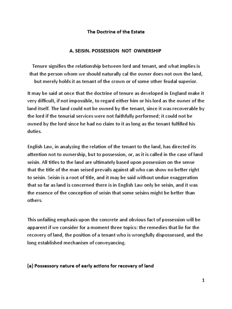 Possession and Purchase For Value. | PDF | Seisin | Fee Simple