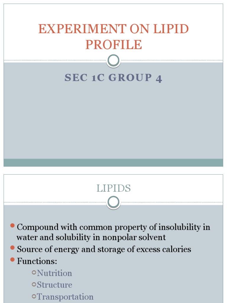 Experiment On Lipid Profile: Sec 1C Group 4 | PDF | Low Density ...