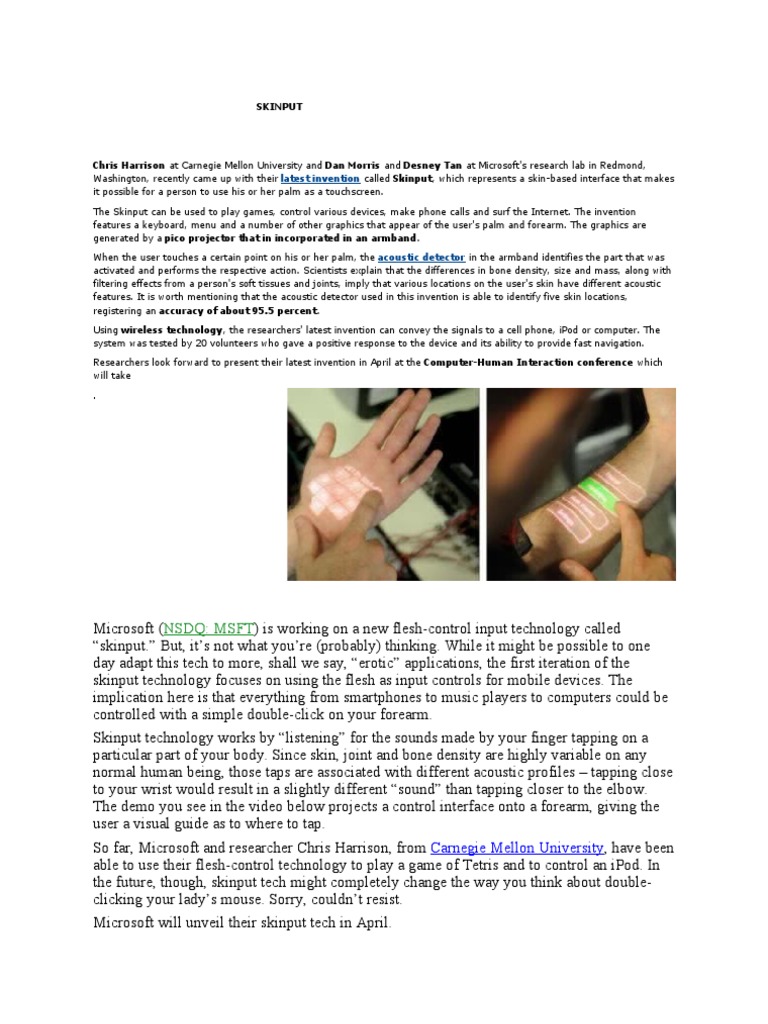 SKINPUT | PDF | Touchscreen | Graphical User Interfaces