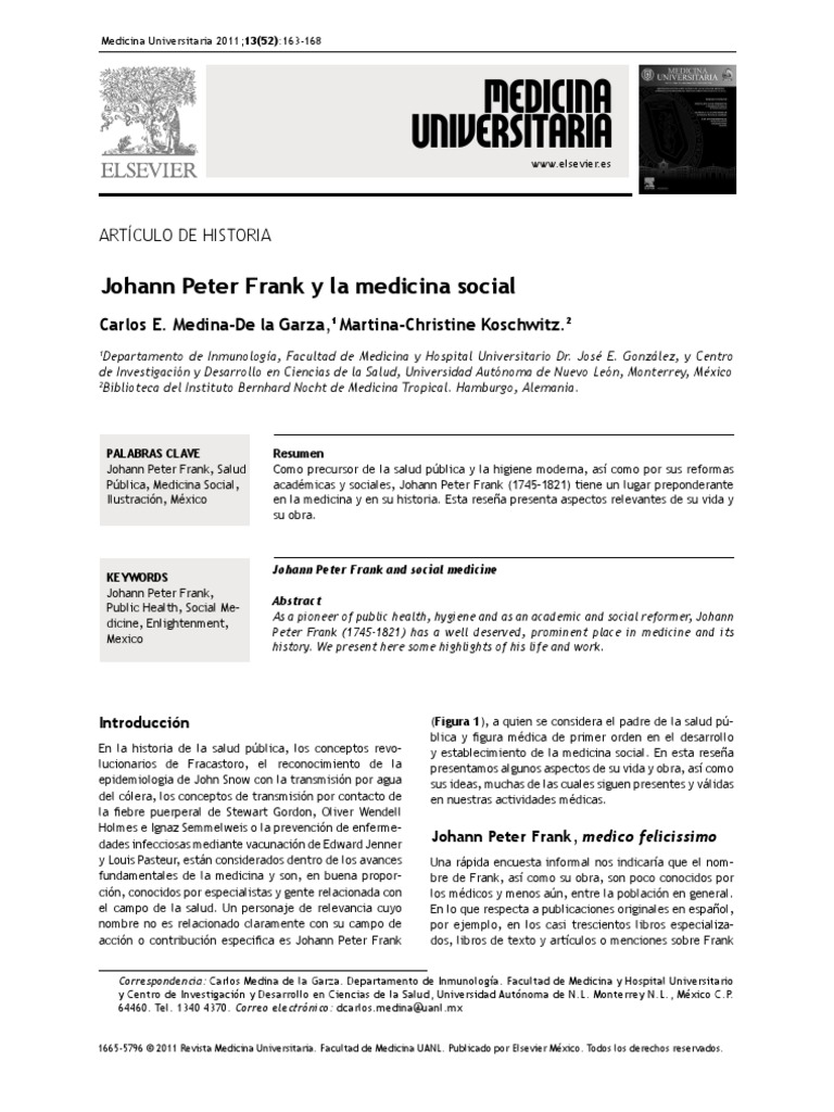 Johann Peter Frank y La Medicina Social | PDF | Universidad | Medicina
