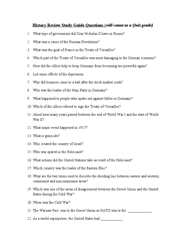 History Review Study Guide Questions-1 | PDF
