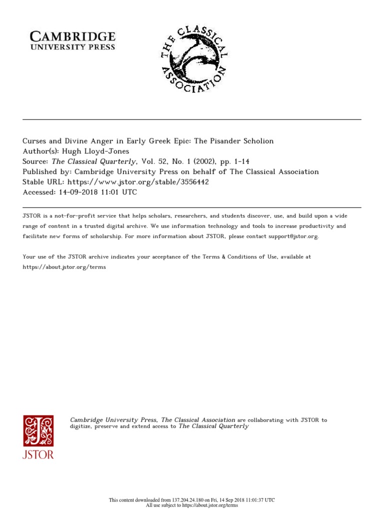 Curses and Divine Anger in Early Greek Epic | PDF | Agamemnon | Ancient ...
