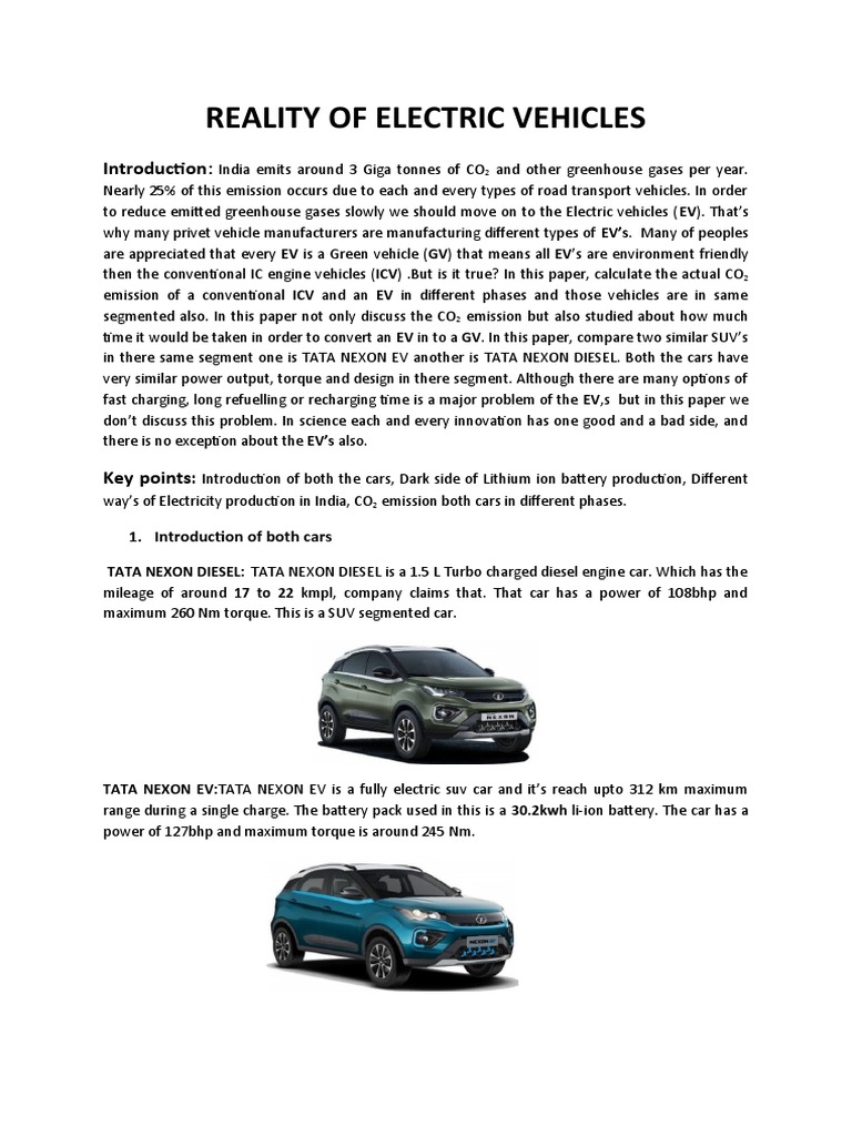 Reality of Electric Vehicles: 1. Introduction of Both Cars | PDF ...