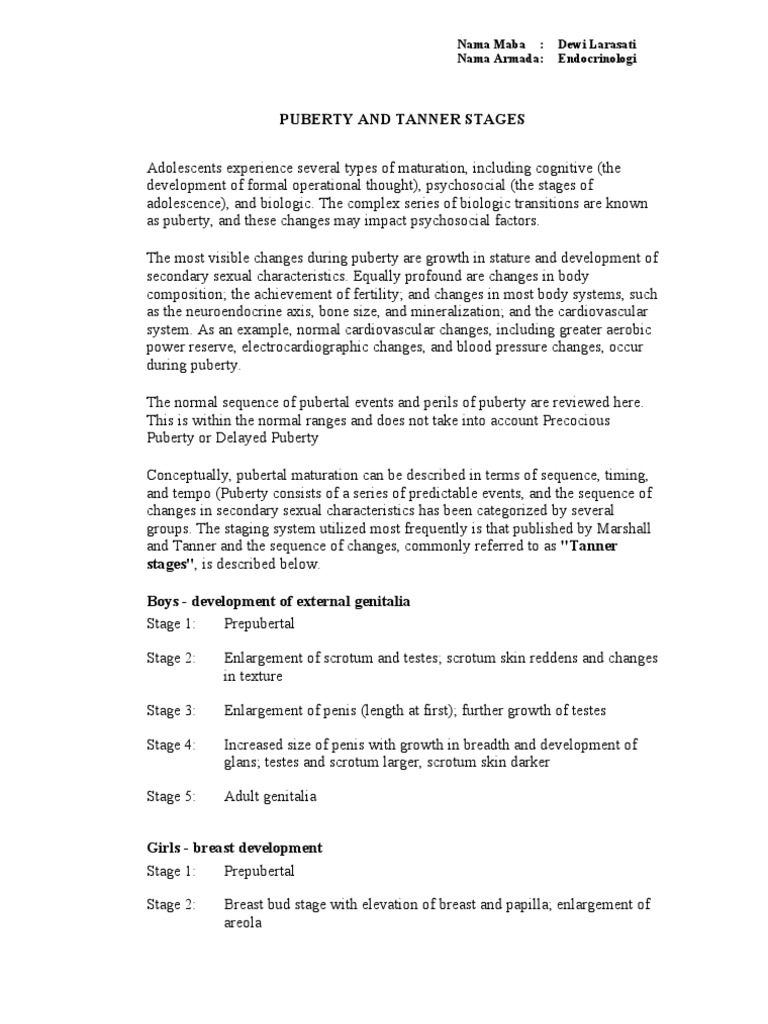 Puberty and Tanner Stages | PDF | Puberty | Human Development