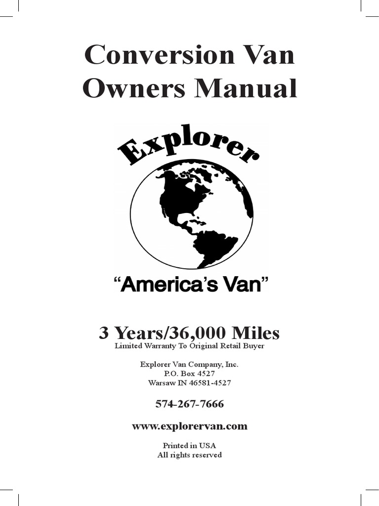Conversion Van Owners Manual: 3 Years/36,000 Miles | PDF | Implied ...