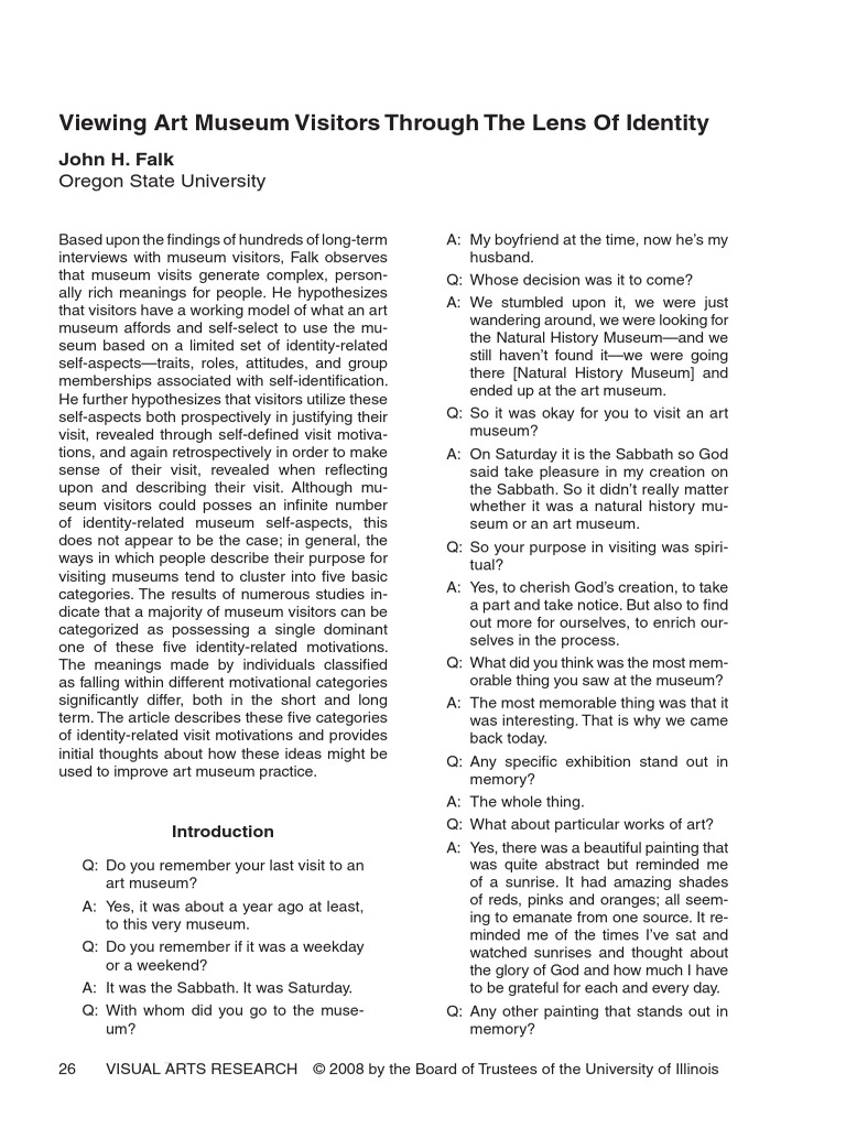 Viewing Art Museum Visitors Through The Lens of Identity: John H. Falk ...