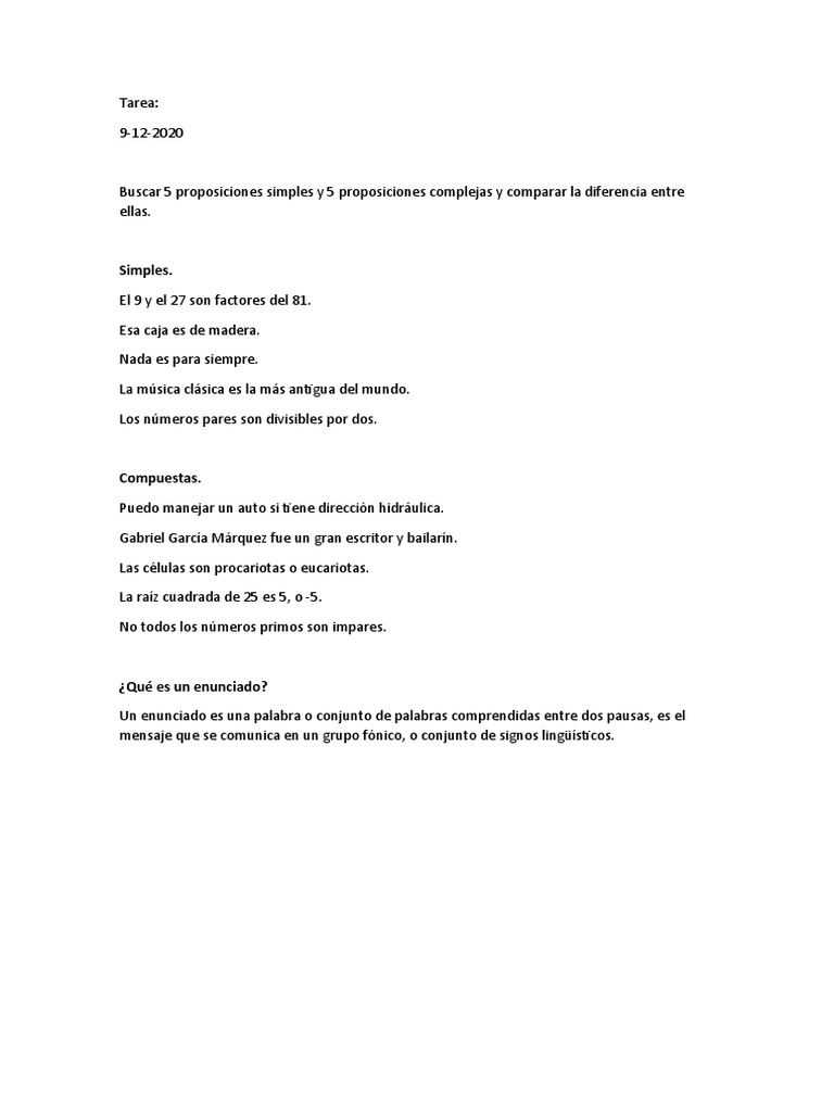Proposiciones Simples y Compuestas 9-12-2020 | PDF