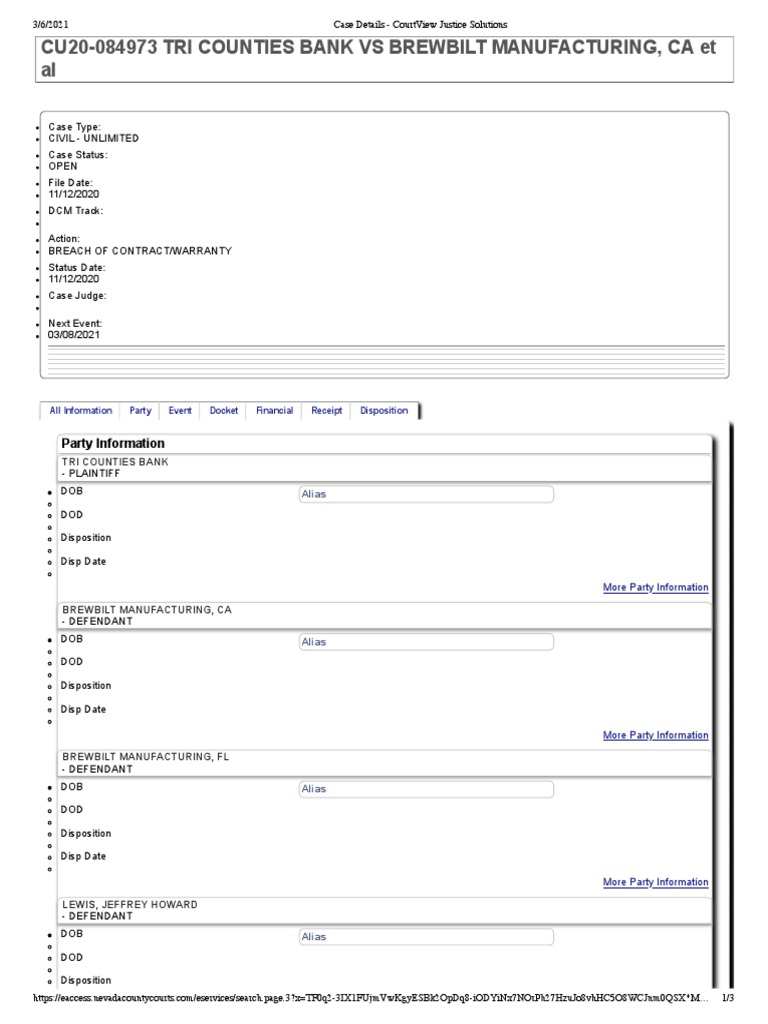 Case Details - CourtView Justice Solutions | PDF | Summons | Complaint