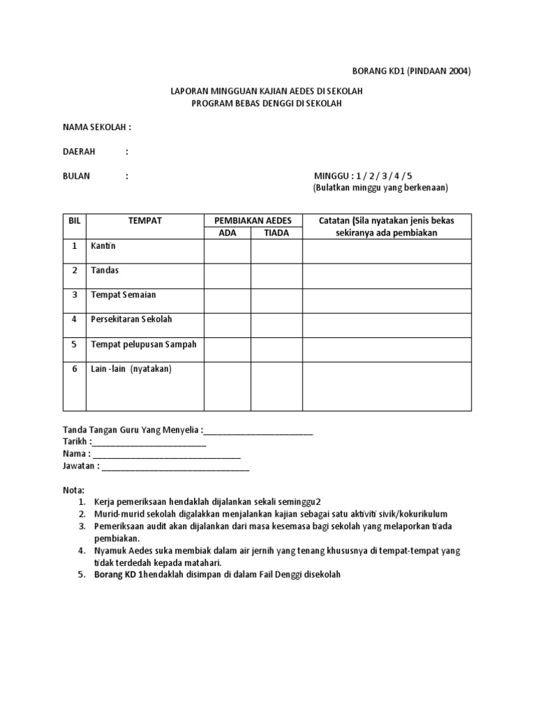 BORANG KD1-aedes | PDF