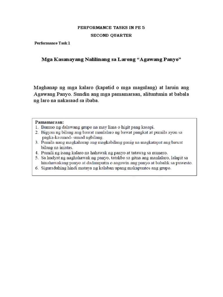 Performance Tasks | PDF