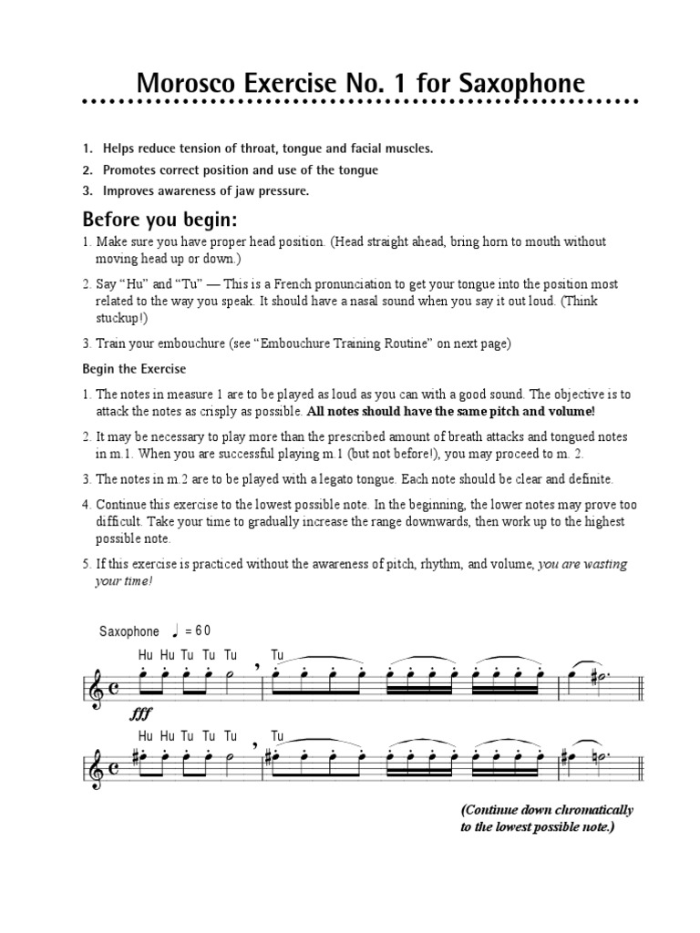 Morosco Exercise and Embouchure Training Routine | PDF | Aerophones ...