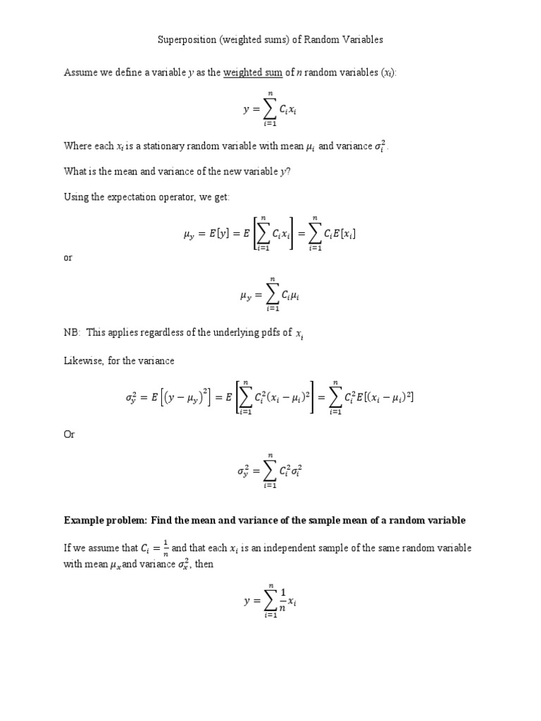 Example Problem: Find The Mean and Variance of The Sample Mean of A ...