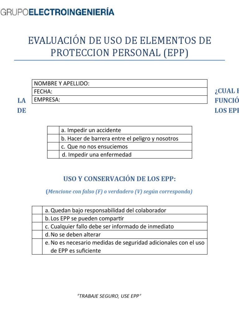 Evaluacion de EPP | PDF