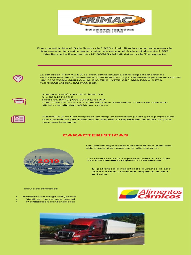 Infografia Frimac S.A Caracteristicas | PDF