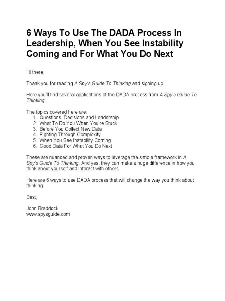 6 Ways To Use The DADA Process in Leadership, When You See Instability ...