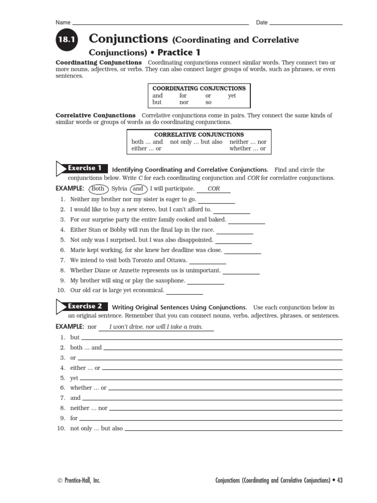 Correlative Conjunctions Practice | PDF