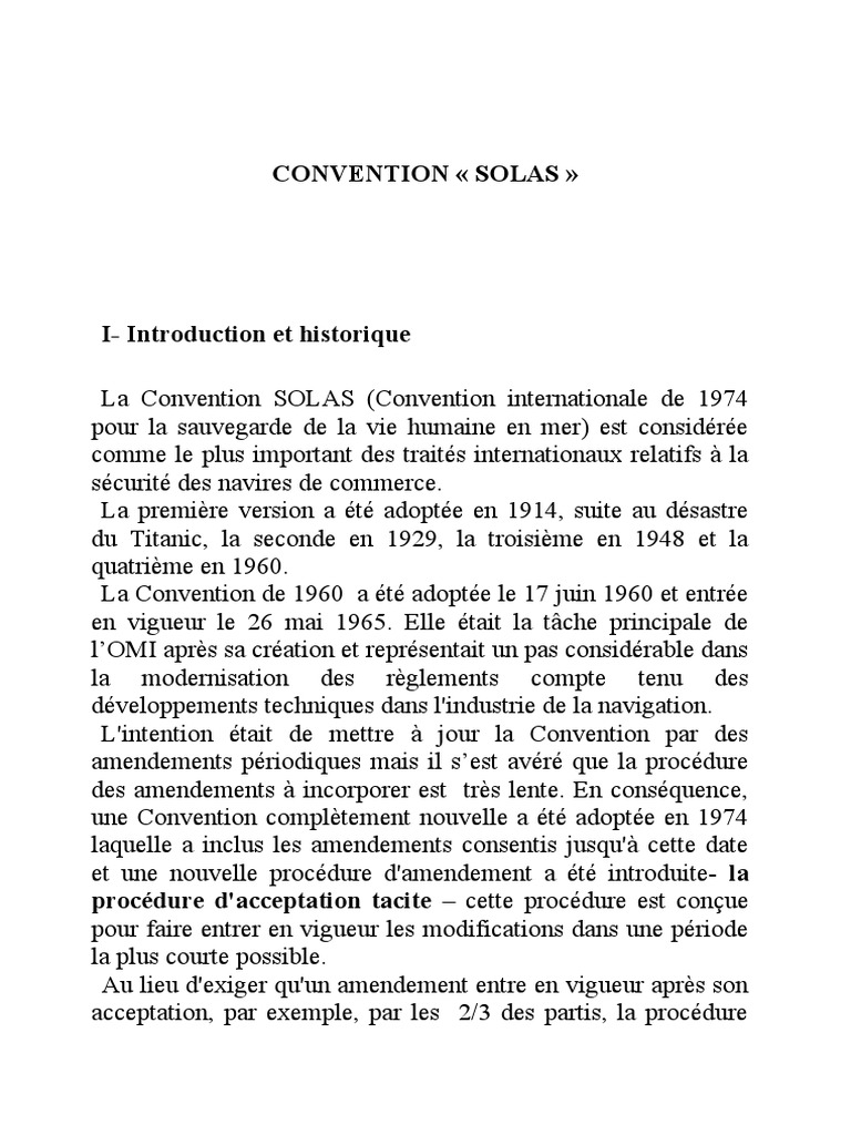 Convention SOLAS : Sécurité maritime | PDF | Sécurité | Transport ...