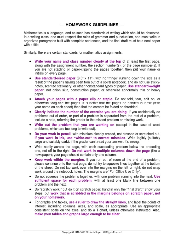 Homework Guidelines: © 1990-2006 Elizabeth Stapel All Rights Reserved ...