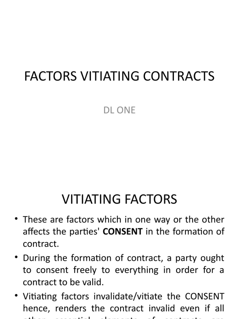 Vitiating Factors in Contracts | PDF | Misrepresentation | Justice