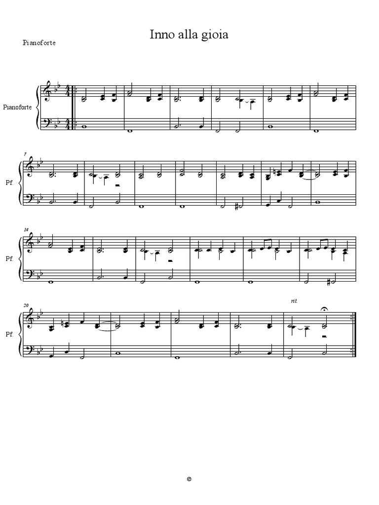 Inno Alla Gioia - Piano | PDF