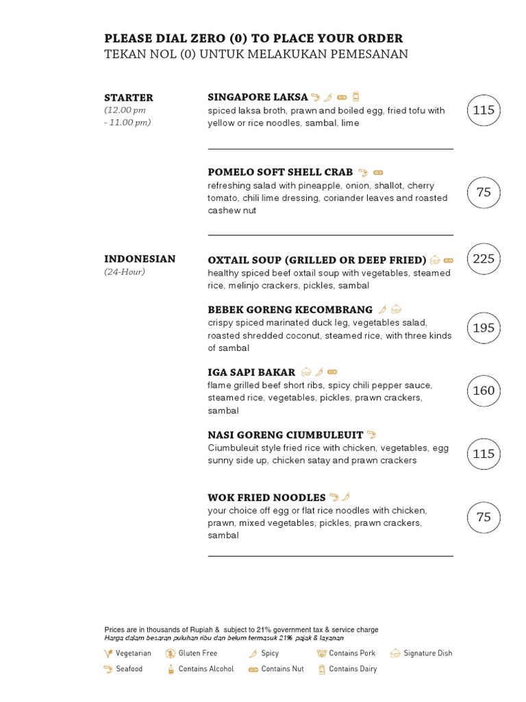 Tekan Nol (0) Untuk Melakukan Pemesanan: Please Dial Zero (0) To Place ...