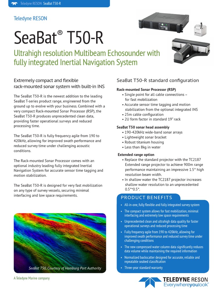 Seabat T50-R: Ultrahigh Resolution Multibeam Echosounder With Fully ...