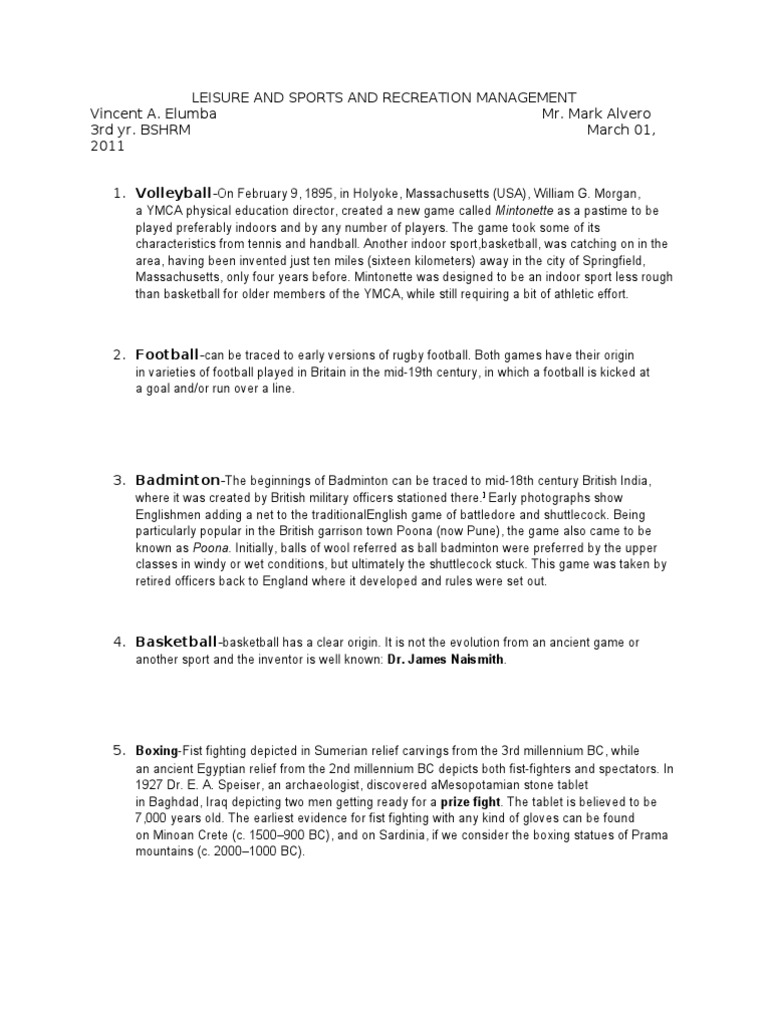 Leisure and Sports and Recreation Management | PDF | Sports | Leisure