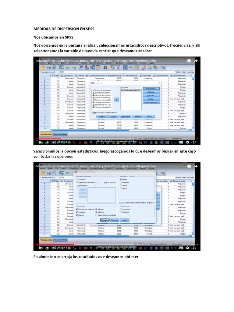 Medidas de Dispersion en Spss | PDF