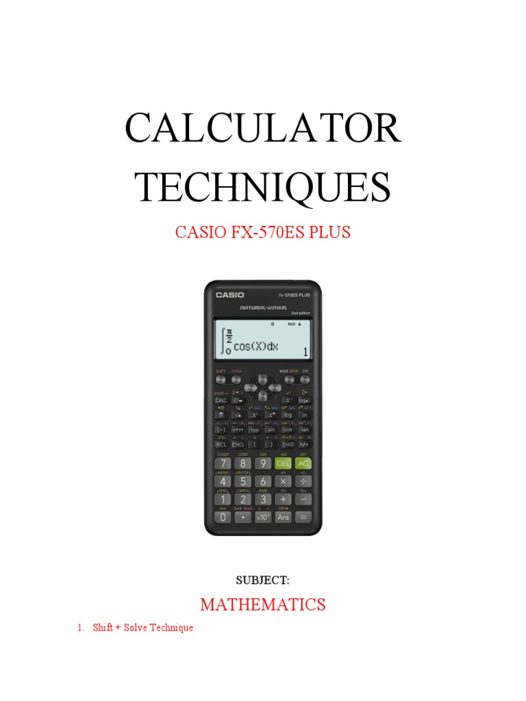 CALC TECH (Draft) | PDF | Variable (Mathematics) | Equations