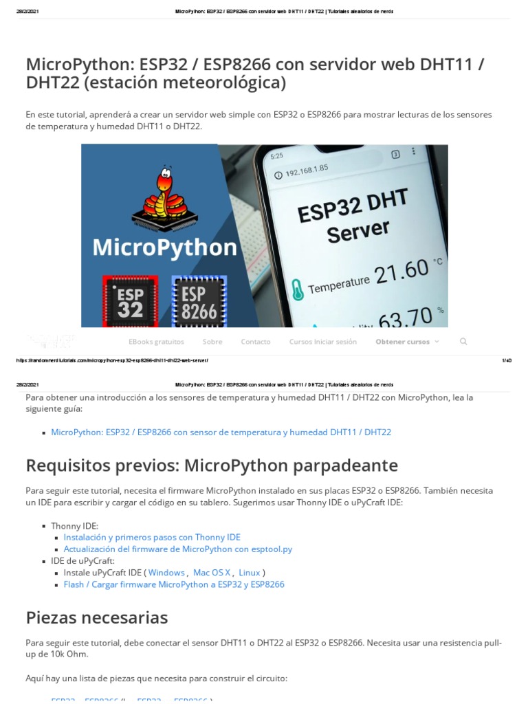 Micropython Esp32 Esp8266 Con Servidor Web Dht11 Dht22 Tutoriales Aleatorios De Nerds