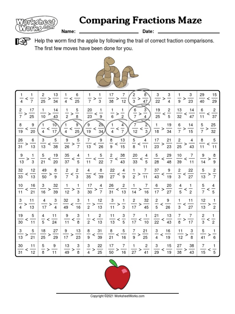 Comparing Fractions Maze: Name: Date | PDF | Computers