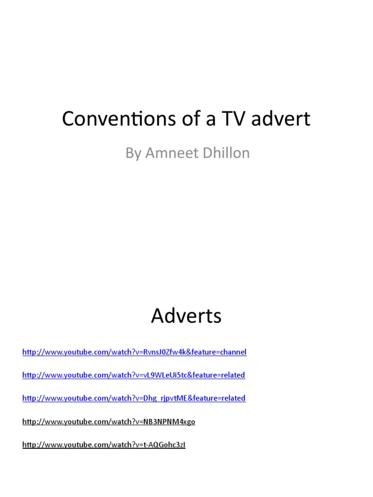 TV Advert Conventions Explained | PDF