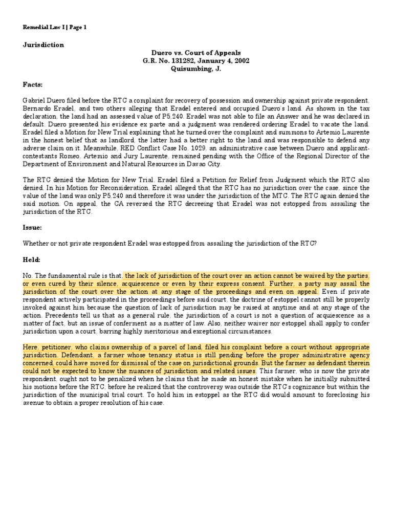 DIGESTS Remedial Law Review I - Civil Procedure | Download Free PDF ...