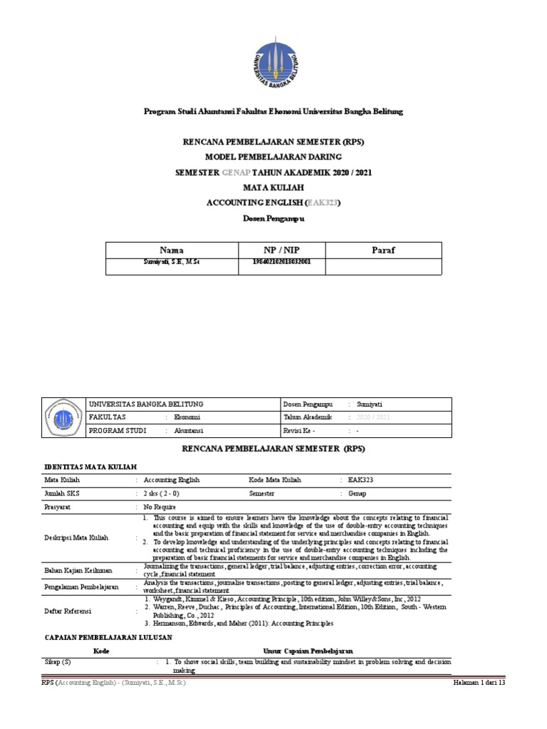 Program Studi Akuntansi Fakultas Ekonomi Universitas Bangka Belitung ...