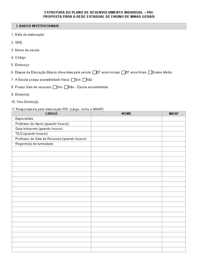 PDI Modelo Completo | PDF | Percepção | Escrita