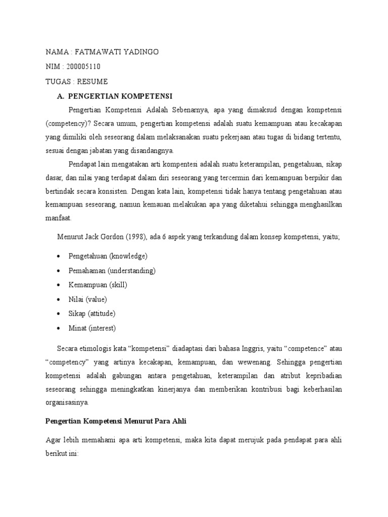 A. Pengertian Kompetensi | PDF