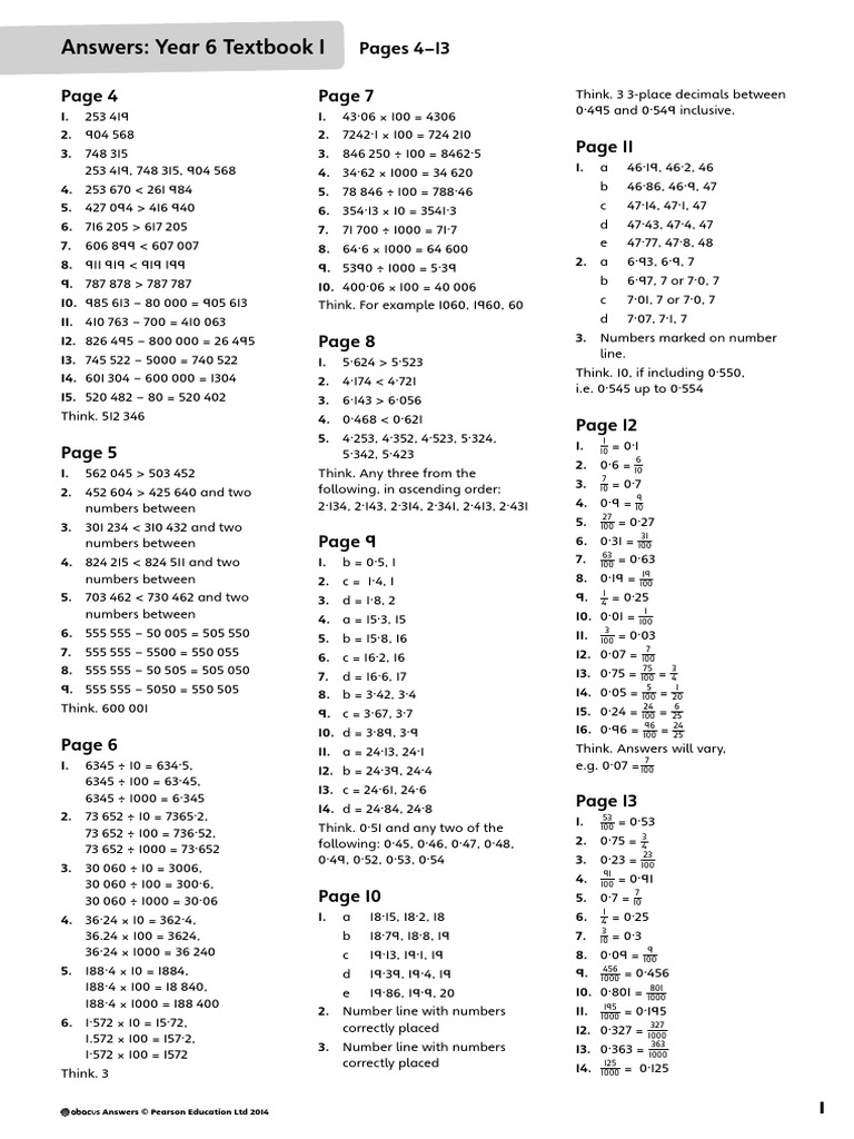 Year 6 Textbook 1 Answers | PDF | Area | Physical Sciences