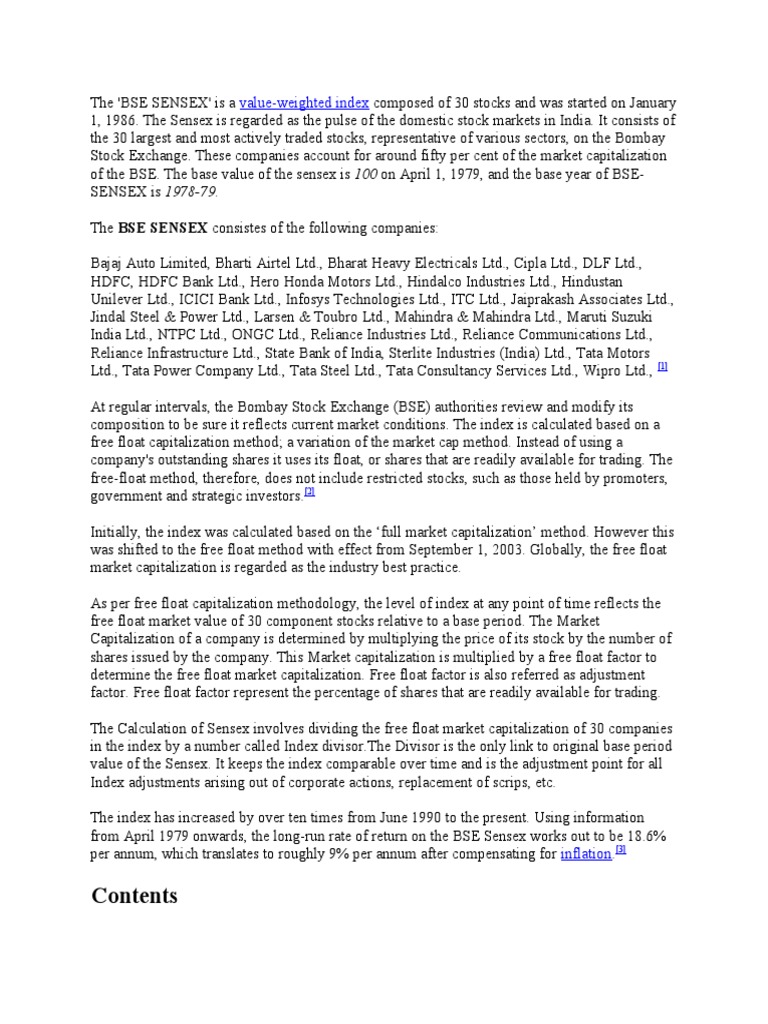 Sensex | PDF | Stock Market | Financial Markets