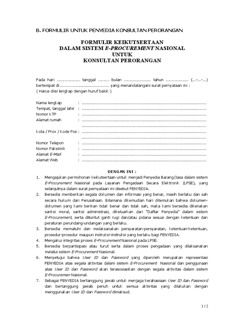 Formulir - Keikutsertaan Perorangan | PDF