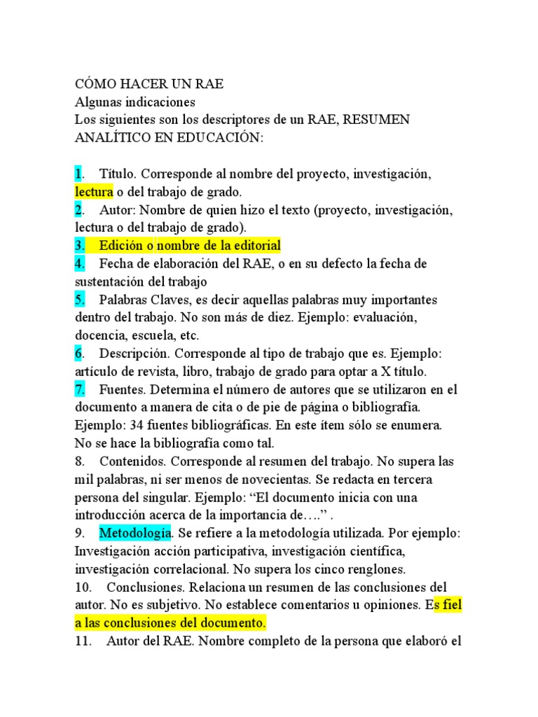 Cómo Hacer Un Rae | PDF