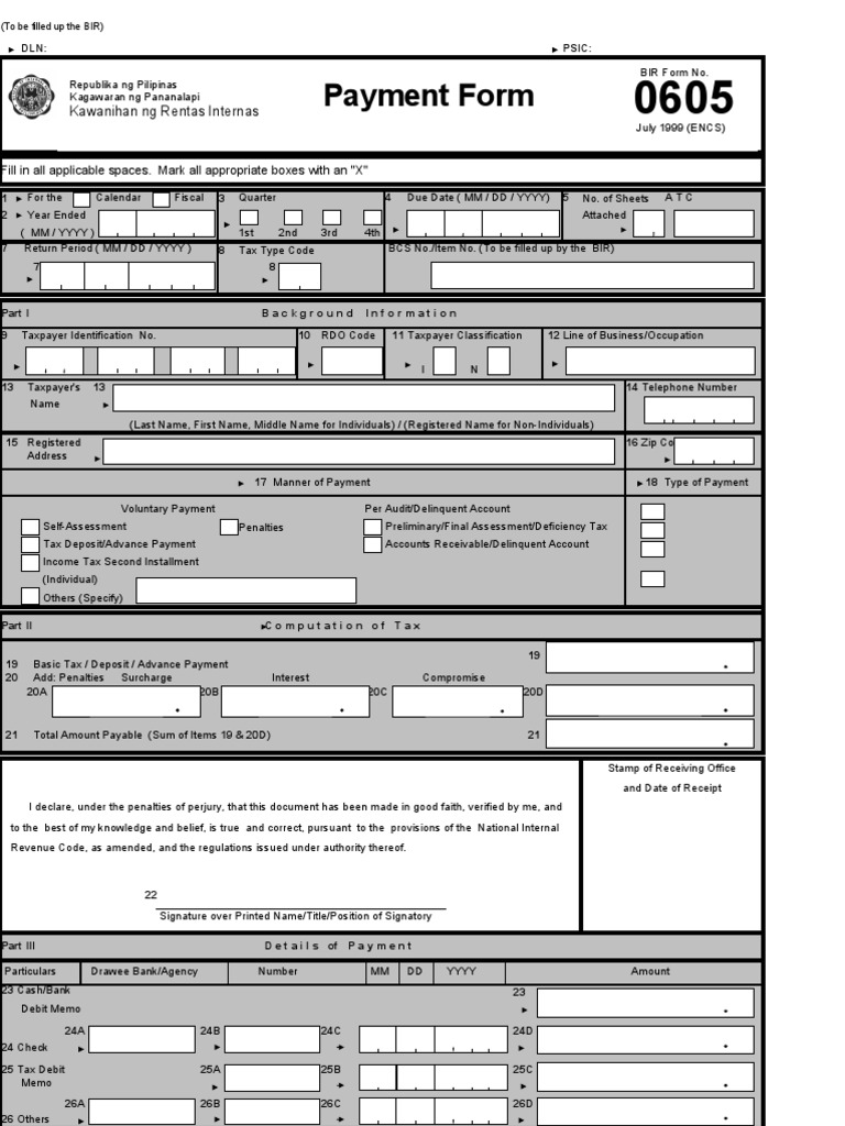 BIR Form 0605 | PDF | Taxpayer | Gasoline